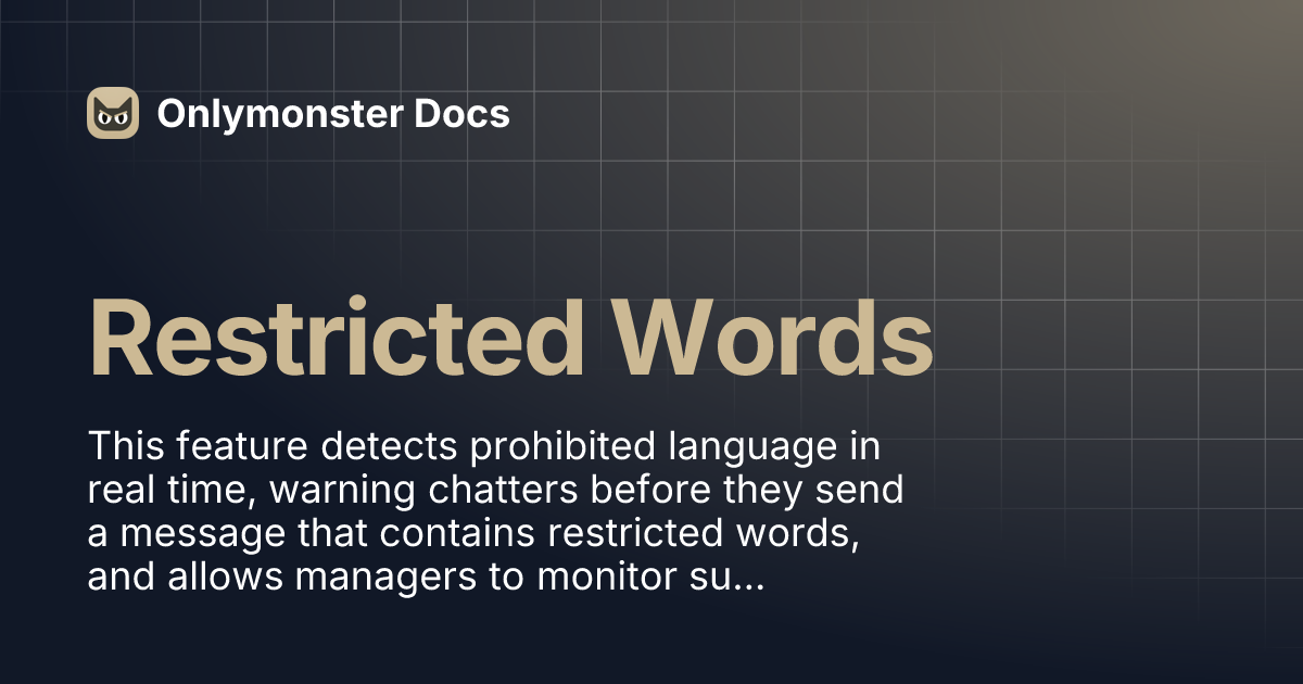 Restricted Words | Onlymonster Docs