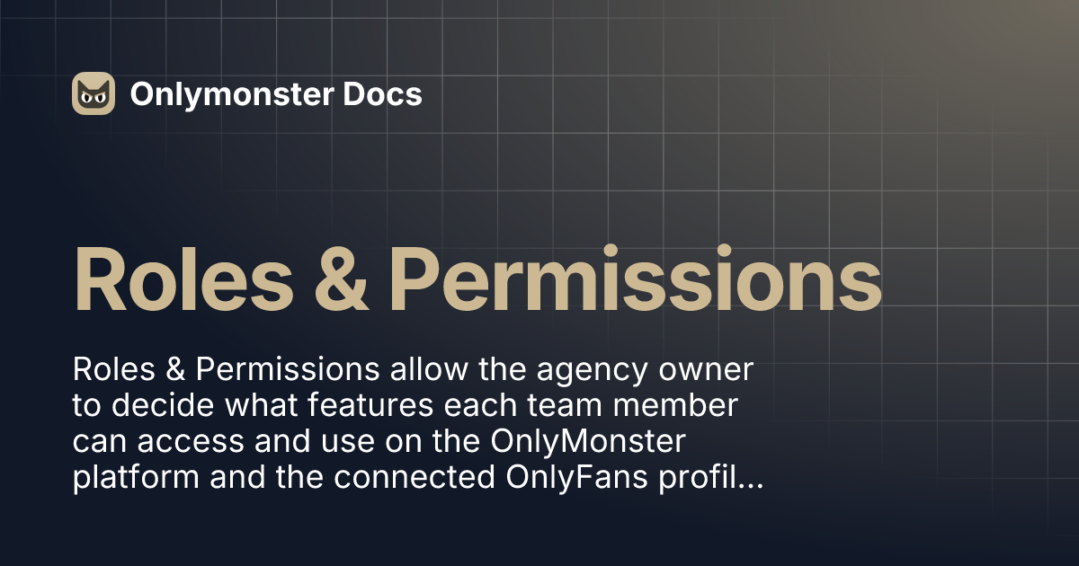 Roles & Permissions | Onlymonster Docs